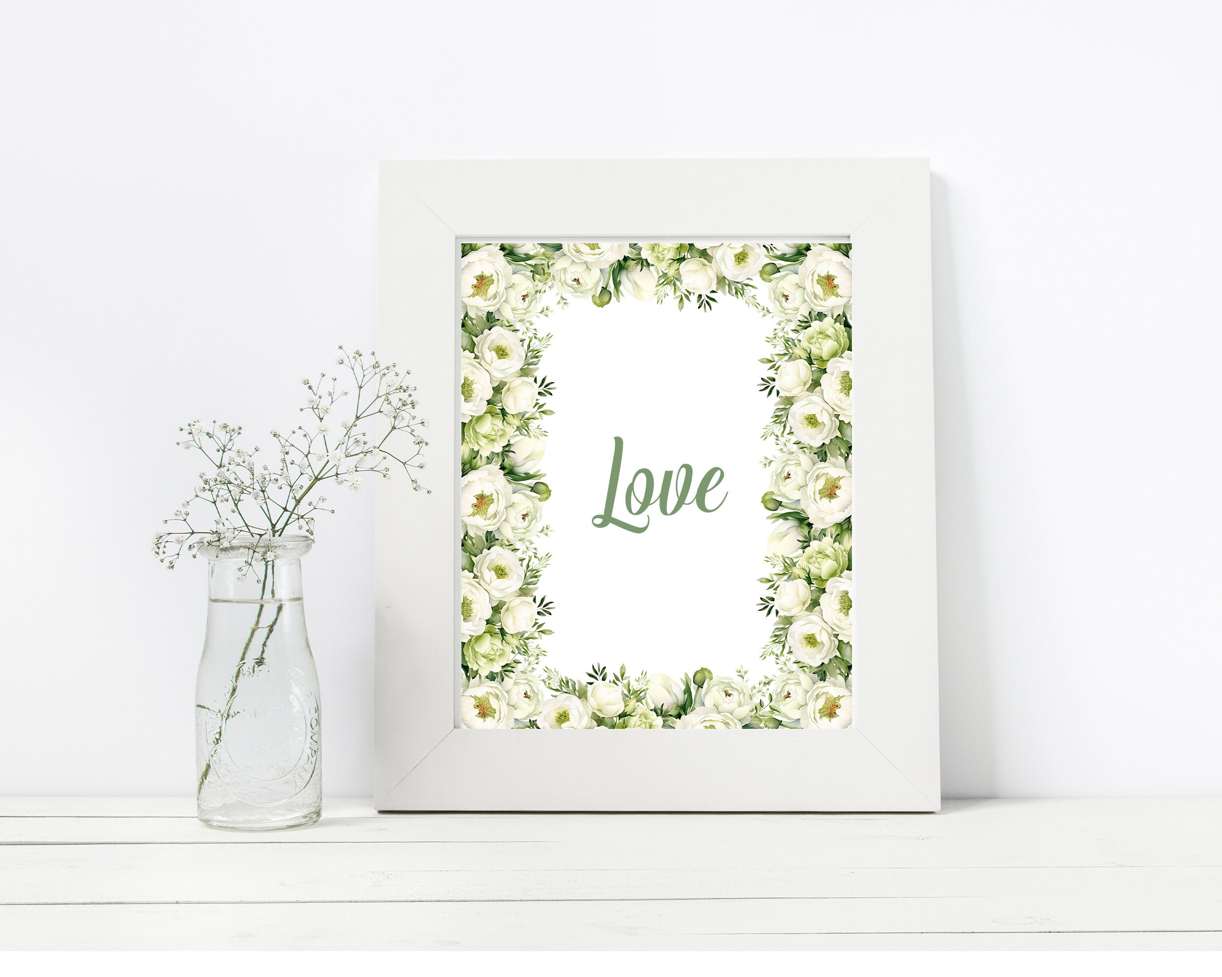 Green Flower Border Clipart, Watercolor Floral Border PNG Bundle ...