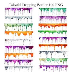 Colorful Dripping Border Clipart, Rainbow Drips Borders PNG, Digital ...