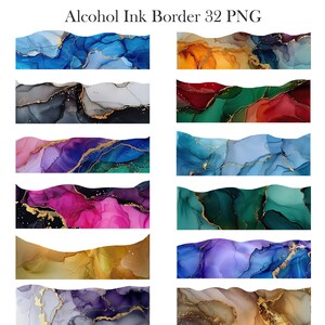 Alcohol Ink Border Clipart, Colorful Ink Borders PNG, Scrapbook, Junk ...