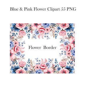 Blue and Pink Flower PNG, Watercolor Pink Blue Floral Clipart, Flower ...