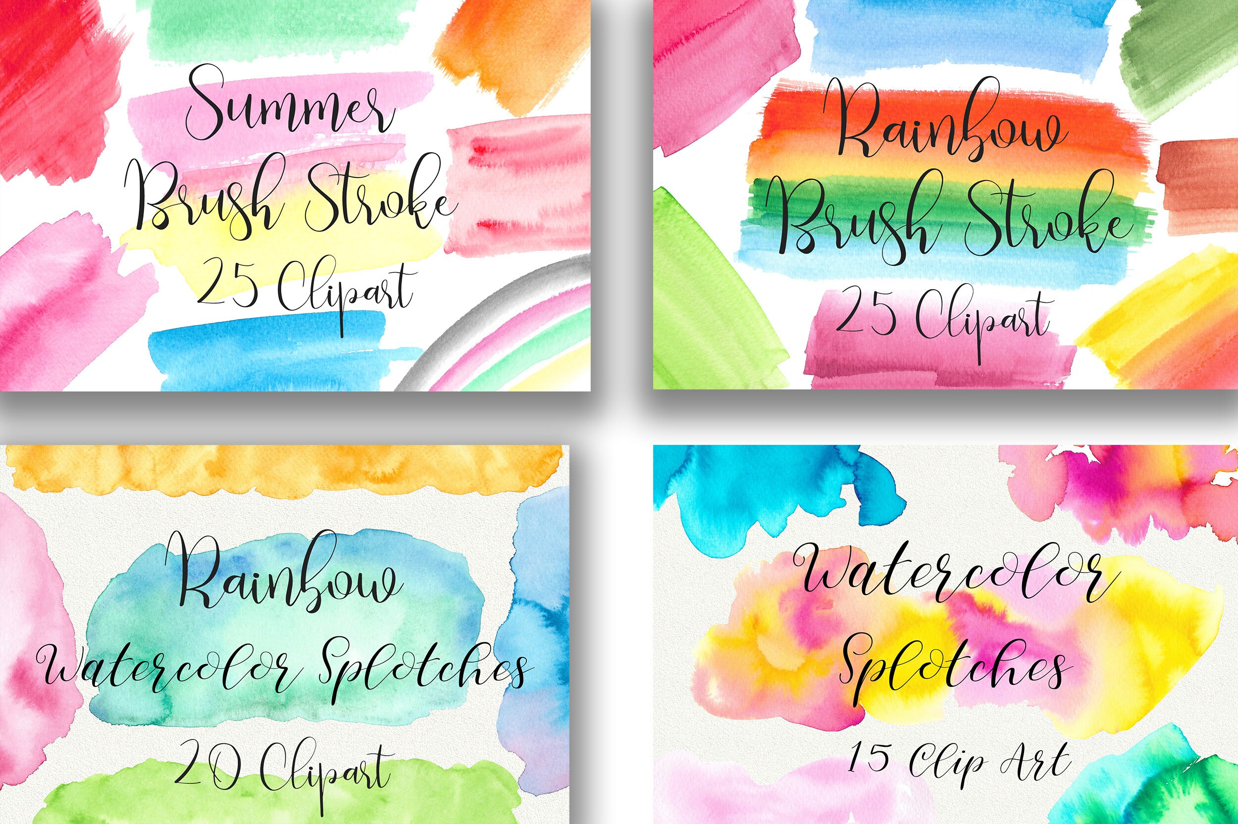 Watercolor Brush Stroke Clipart Bundle Watercolor Splash - Etsy