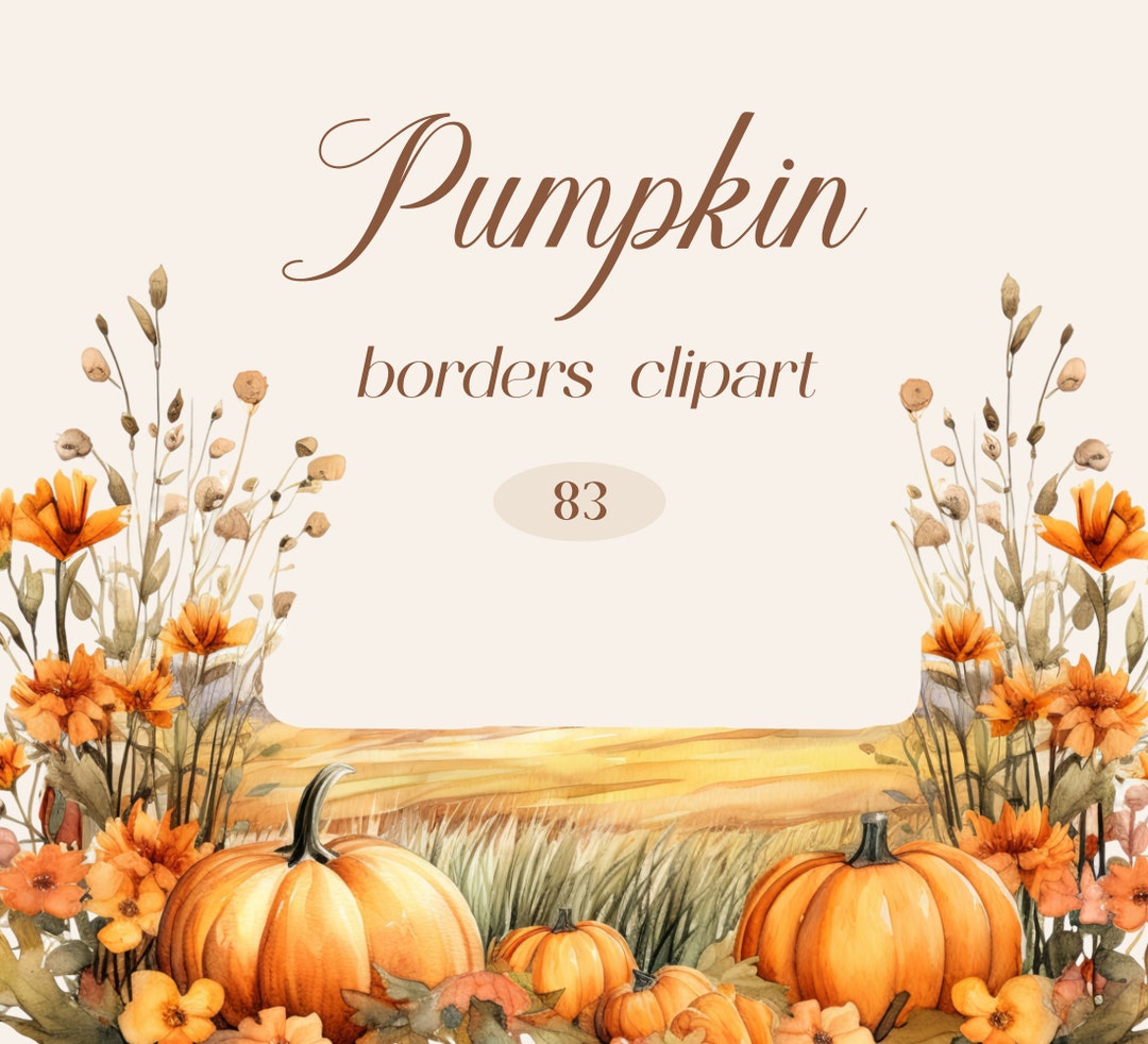 Pumpkin Border Clipart, Watercolor Pumpkin PNG Bundle, Pumpkin Frame ...