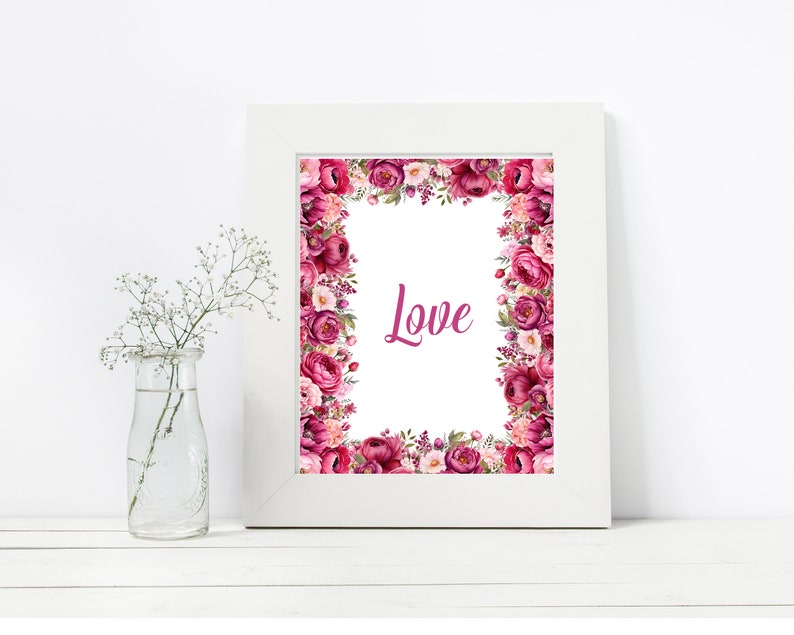 Bright Pink Flower Border Clipart, Watercolor Flower Border PNG Bundle ...