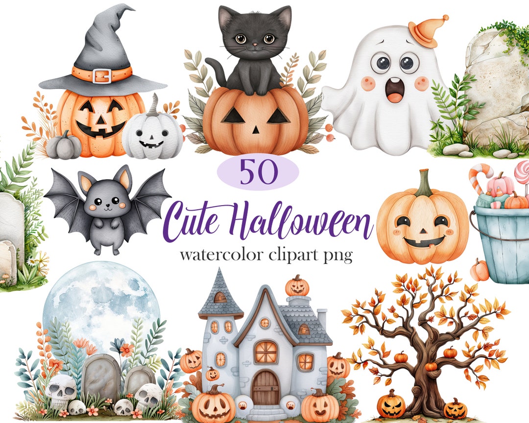Halloween PNG, Cute Halloween Clipart Bundle, Halloween Sublimation ...