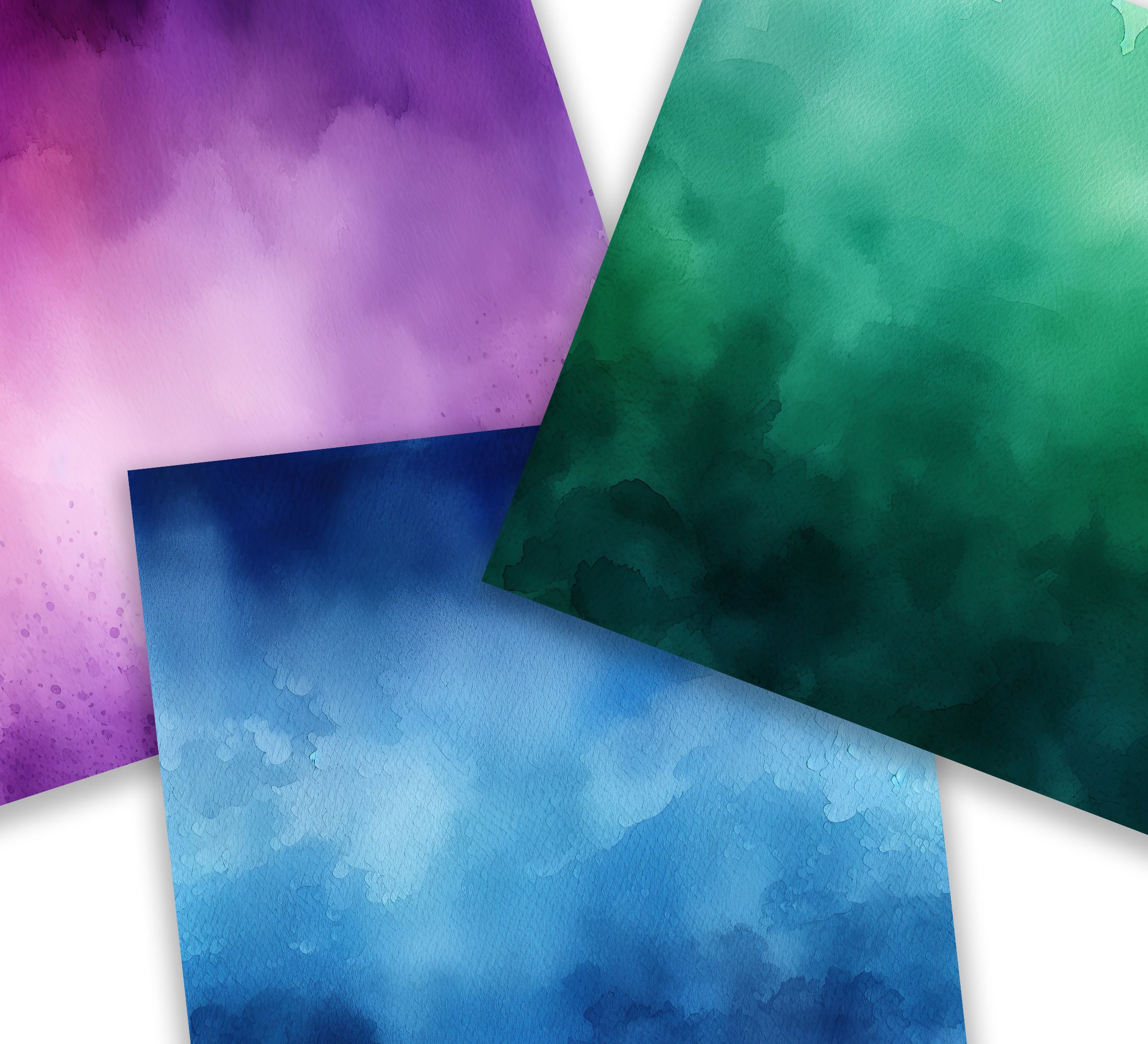 Watercolor Digital Paper Pack, Ombre Background Bundle, Colorful ...