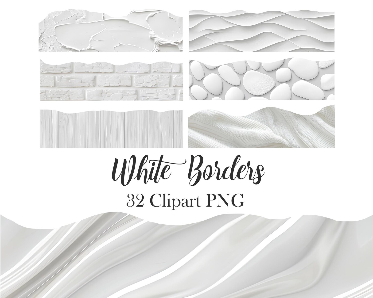 White Border PNG, White Texture Borders Clipart, Scrapbook, Digital ...