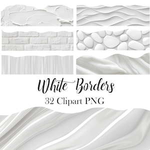 White Border PNG, White Texture Borders Clipart, Scrapbook, Digital ...