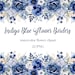 Indigo Blue Flower Border Clipart, Watercolor Flower Borders PNG Bundle ...