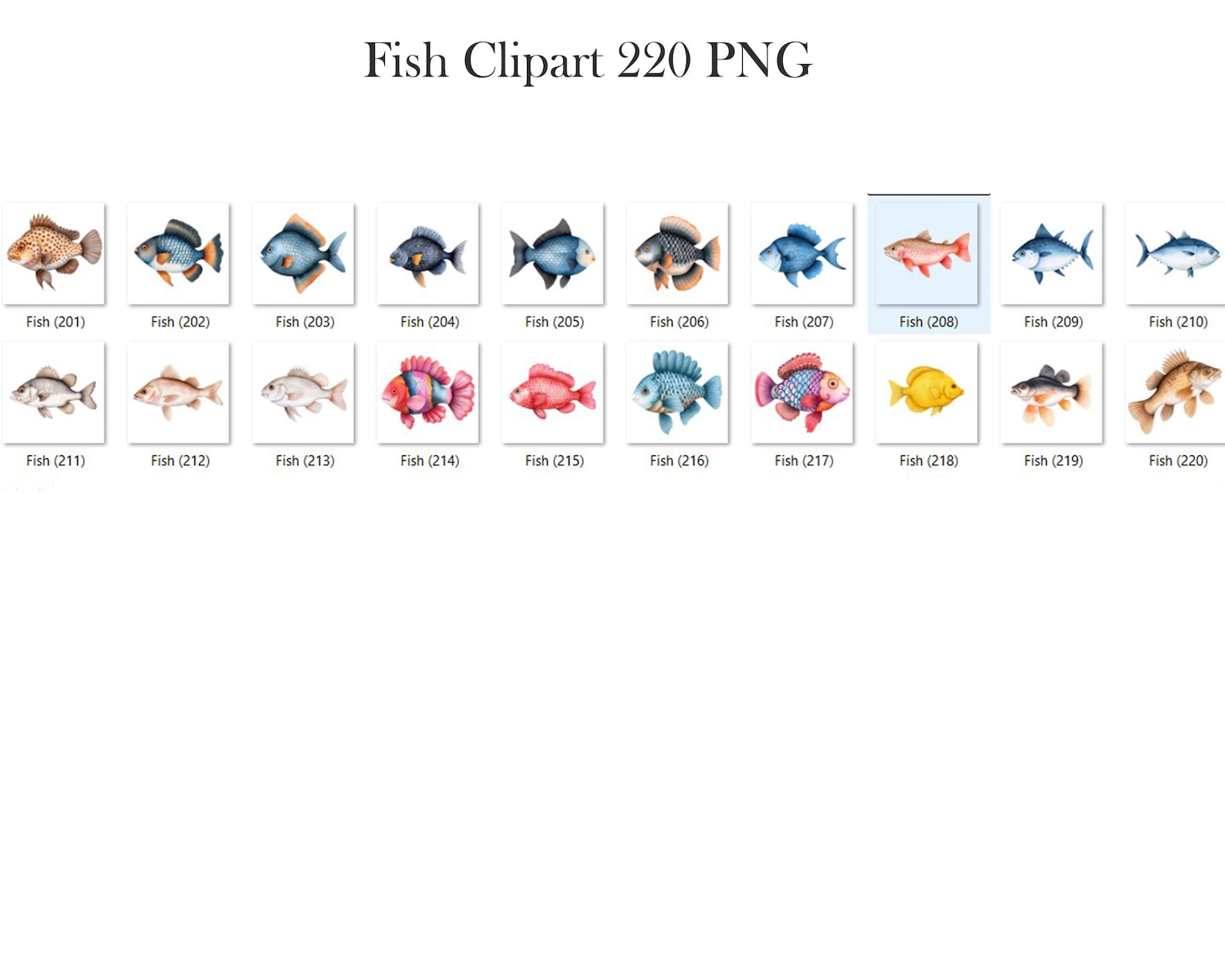 Fish Clipart Bundle, Watercolor Fish PNG, Fish Sublimation, Digital ...