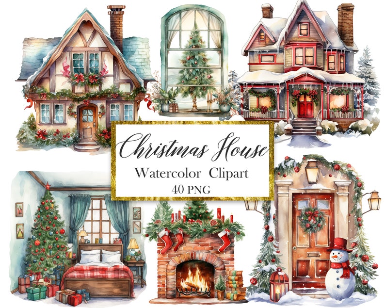 Christmas Clipart Bundle, Watercolor Christmas Ornaments Clipart ...