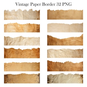 Vintage Paper Border Clipart, Torn Paper, Scrapbooks, Junk Journal ...