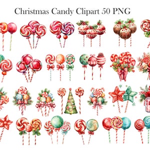 Christmas Candy Clipart, Watercolor Christmas Sweets, Candy Cane PNG ...