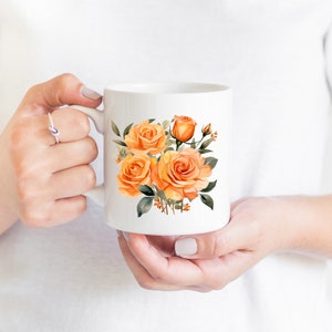 Orange Rose PNG, Watercolor Orange Rose Clipart Bundle, Wedding Bouquet ...