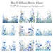 Blue Wildflower Border Clipart, Watercolor Floral Clipart, Flower ...