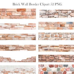 Brick Wall Border Clipart, Borders PNG, Scrapbook, Junk Journal ...