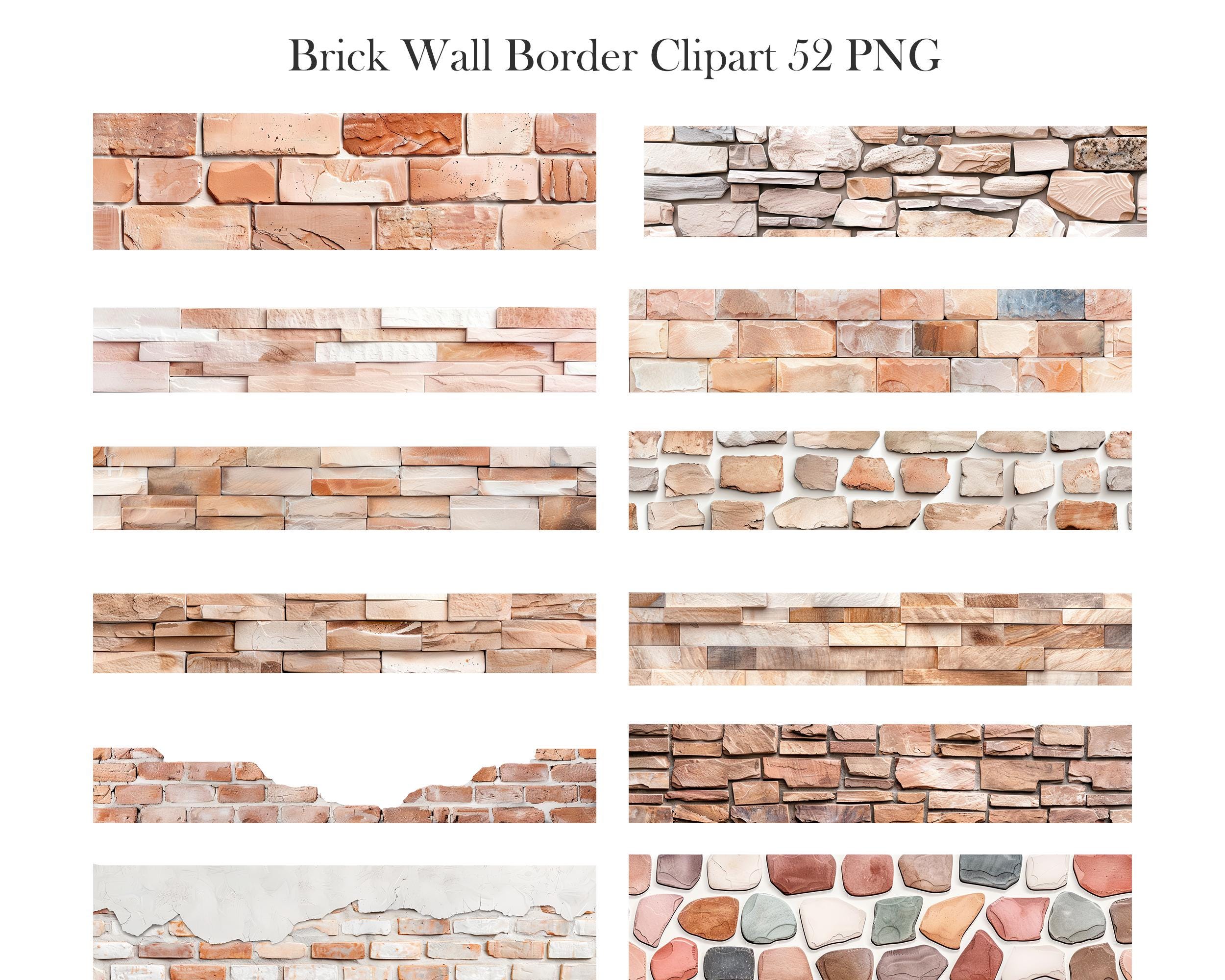 Brick Wall Border Clipart, Borders PNG, Scrapbook, Junk Journal ...