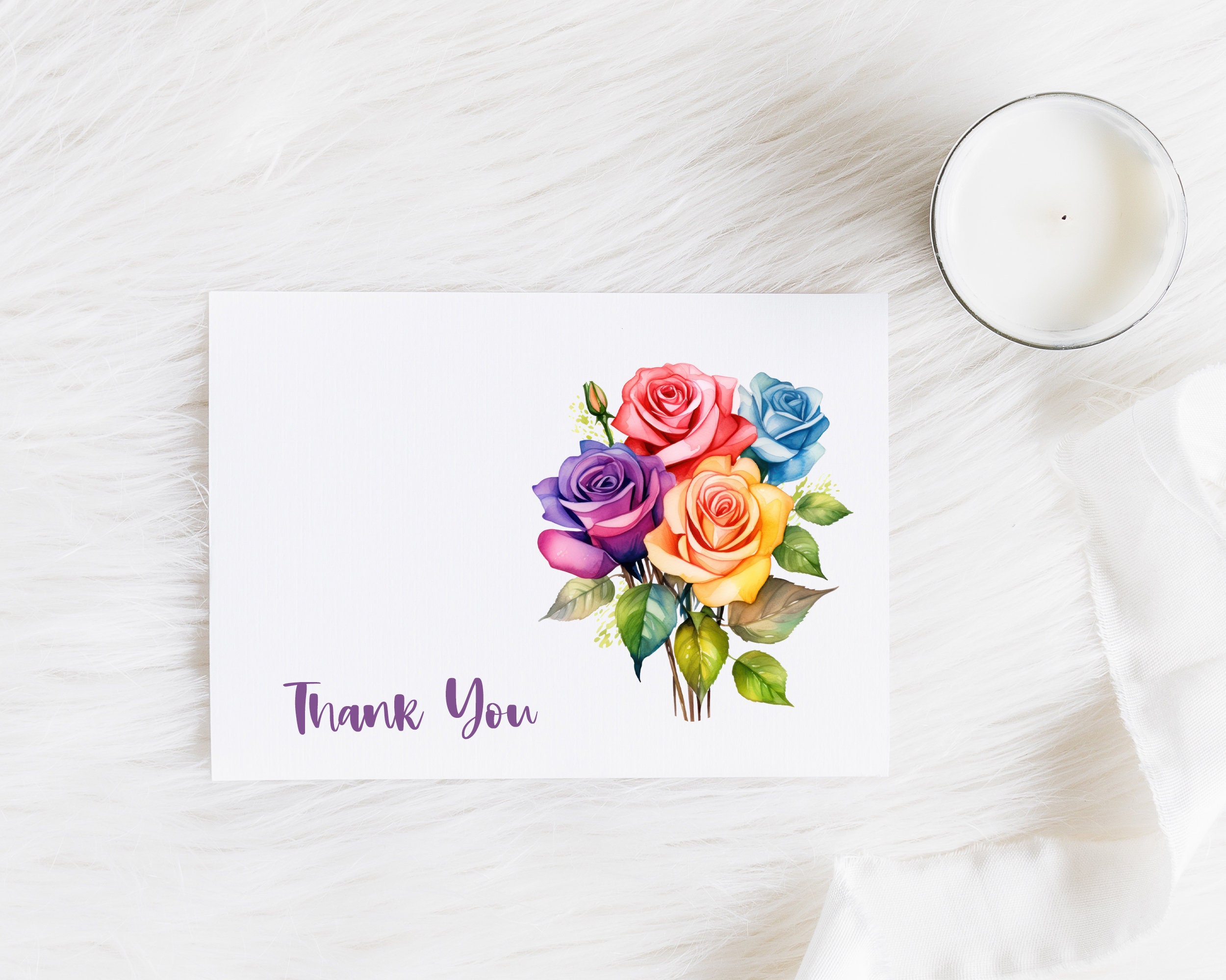Rainbow Rose PNG, Watercolor Rose Clipart Bundle, Flower Bouquet PNG ...