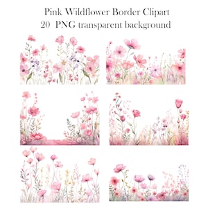 Pink Wildflower Clipart, Watercolor Floral Clipart Bundle, Flower ...