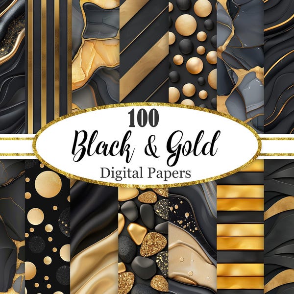 Black and Gold Wallpaper - Etsy
