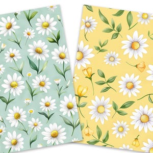 Daisy Digital Paper, Daisy Background Bundle, Spring Flower, Scrapbook ...