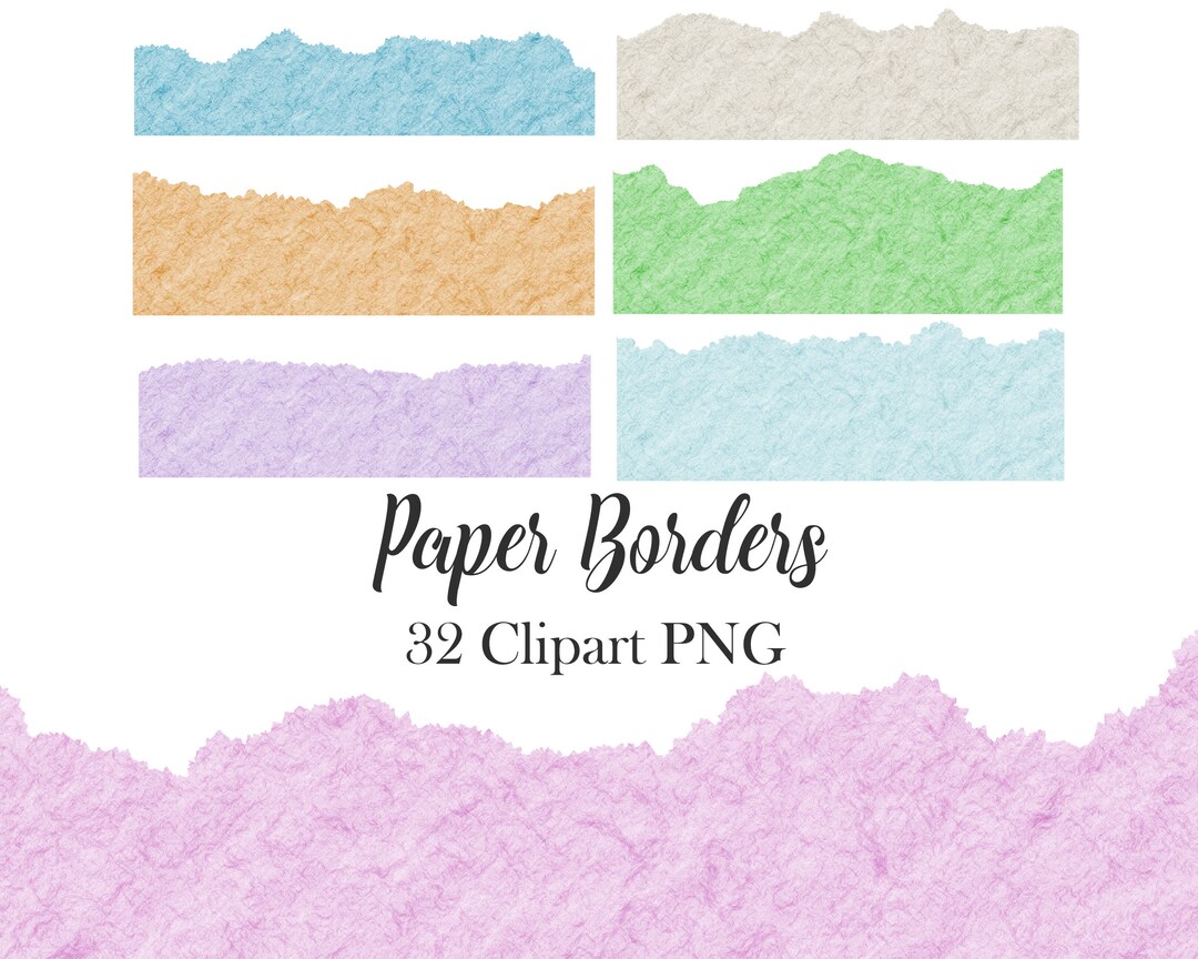 Paper Border Clipart, Torn Paper PNG, Scrapbooks, Junk Journal ...