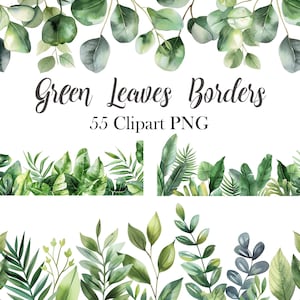 Green Leaves PNG, Watercolor Leaf Border Clipart, Tropical Leaves ...