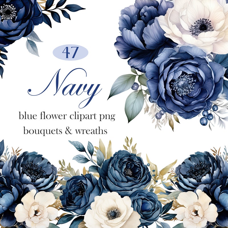 Navy Dark Blue Bouquet - Etsy