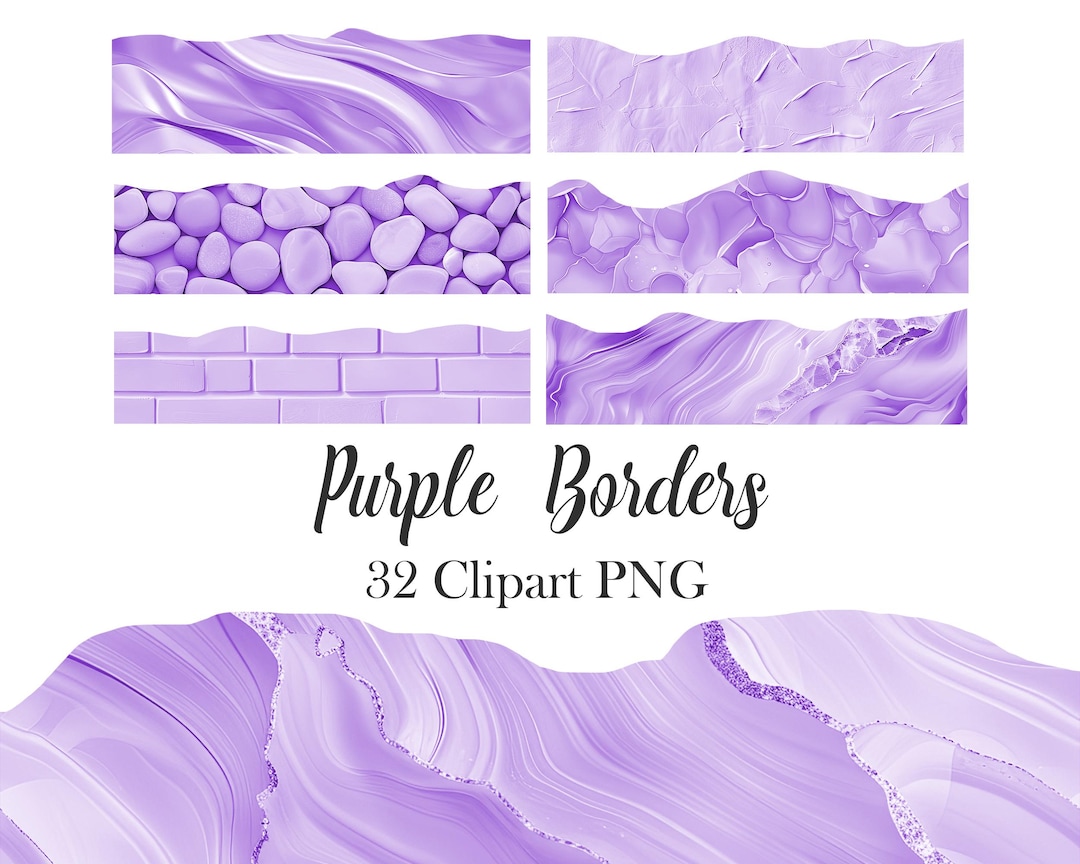 Purple Border Clipart, Purple Texture Borders PNG, Scrapbook, Digital ...