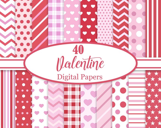 Valentine Digital Paper Seamless Vintage Pink Background 12x12 ...