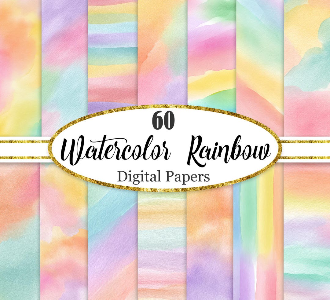 Watercolor Rainbow Digital Paper, Colorful Background - Etsy