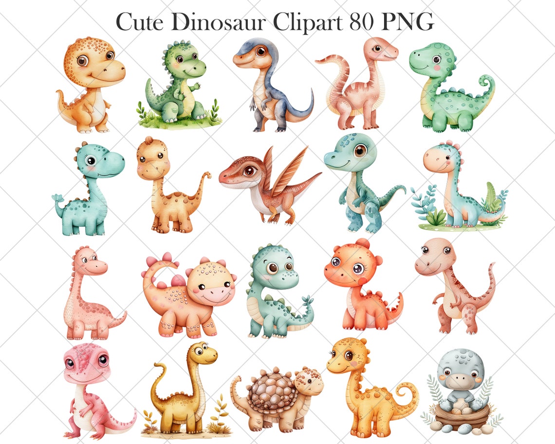 Dinosaur Clipart, Watercolor Dinosaur PNG Bundle, Digital Download - Etsy