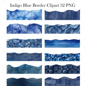 Indigo Blue Border Clipart, Indigo Borders PNG, Scrapbook, Digital ...