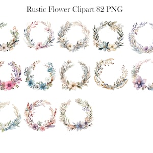 Rustic Flower Clipart, Spring Flower PNG, Watercolor Floral Clipart ...