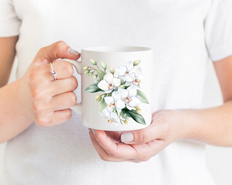 White Orchid PNG, Watercolor Orchid Clipart Bundle, White Flower ...