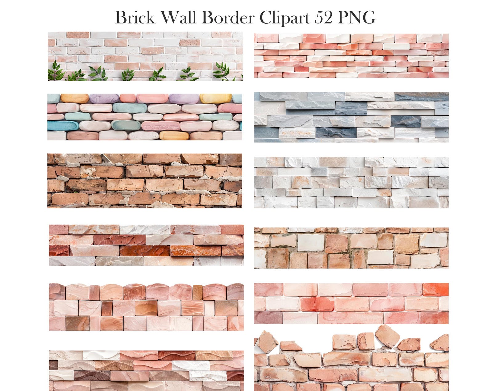 Brick Wall Border Clipart, Borders PNG, Scrapbook, Junk Journal ...