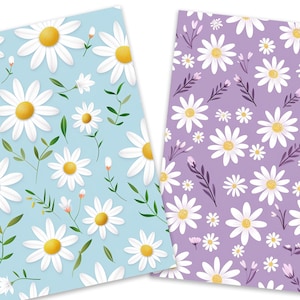 Daisy Digital Paper, Daisy Background Bundle, Spring Flower, Scrapbook ...