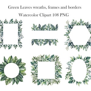 Green Leaf PNG, Green Leaves Watercolor Clipart Bundle, Greenery ...