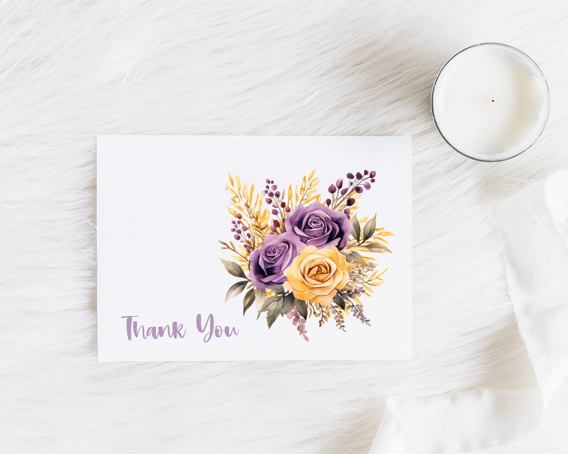 Purple Flower PNG, Watercolor Purple Gold Rose Clipart Bundle, Floral ...