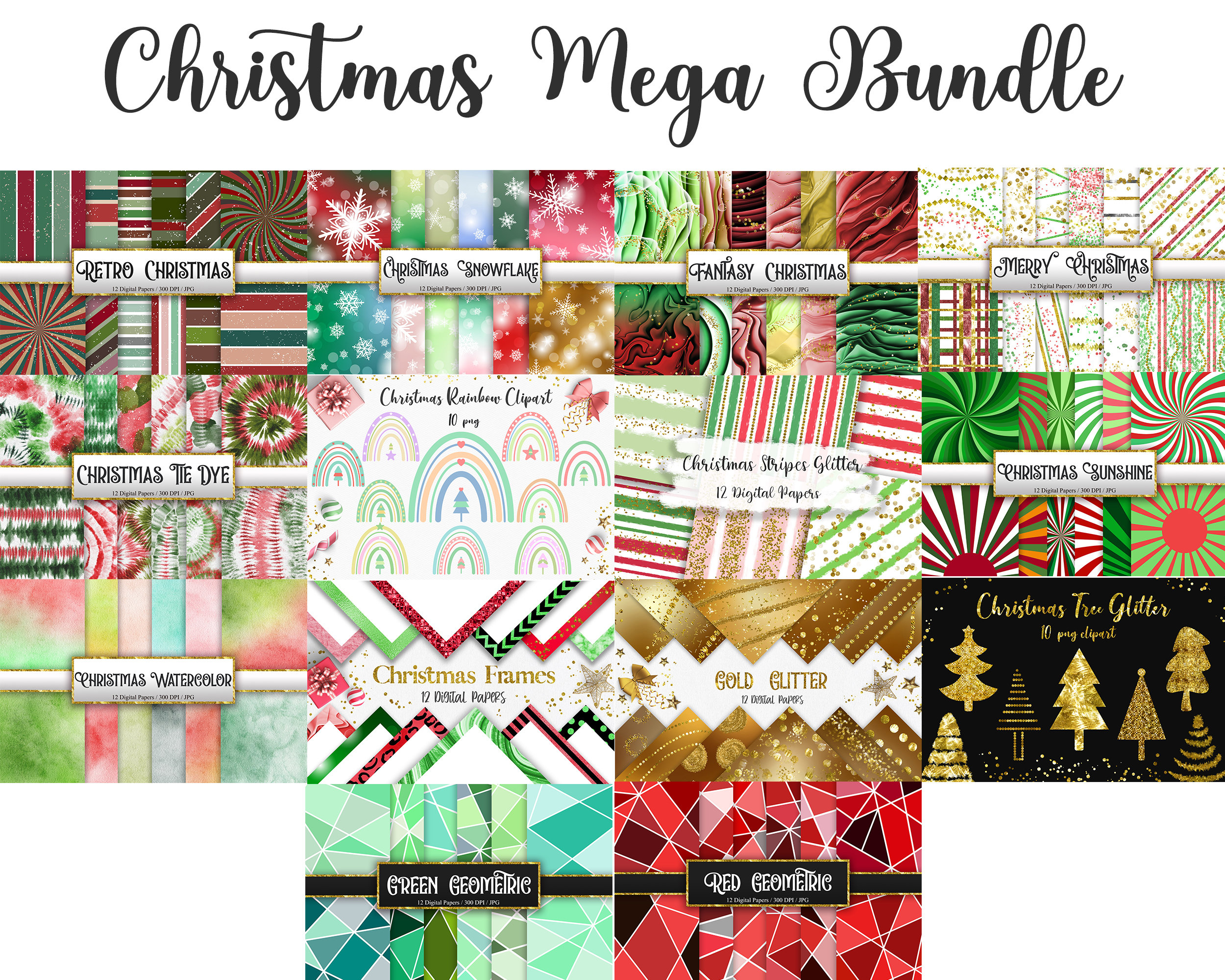 Christmas Clipart Bundle, Watercolor Christmas Ornaments Clipart ...