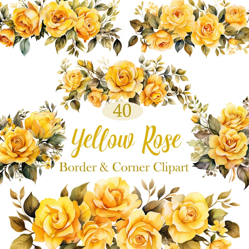 Watercolor Yellow Roses - Etsy