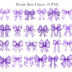 Purple Bow PNG, Watercolor Purple Ribbon Clipart, Purple Bow Clipart ...