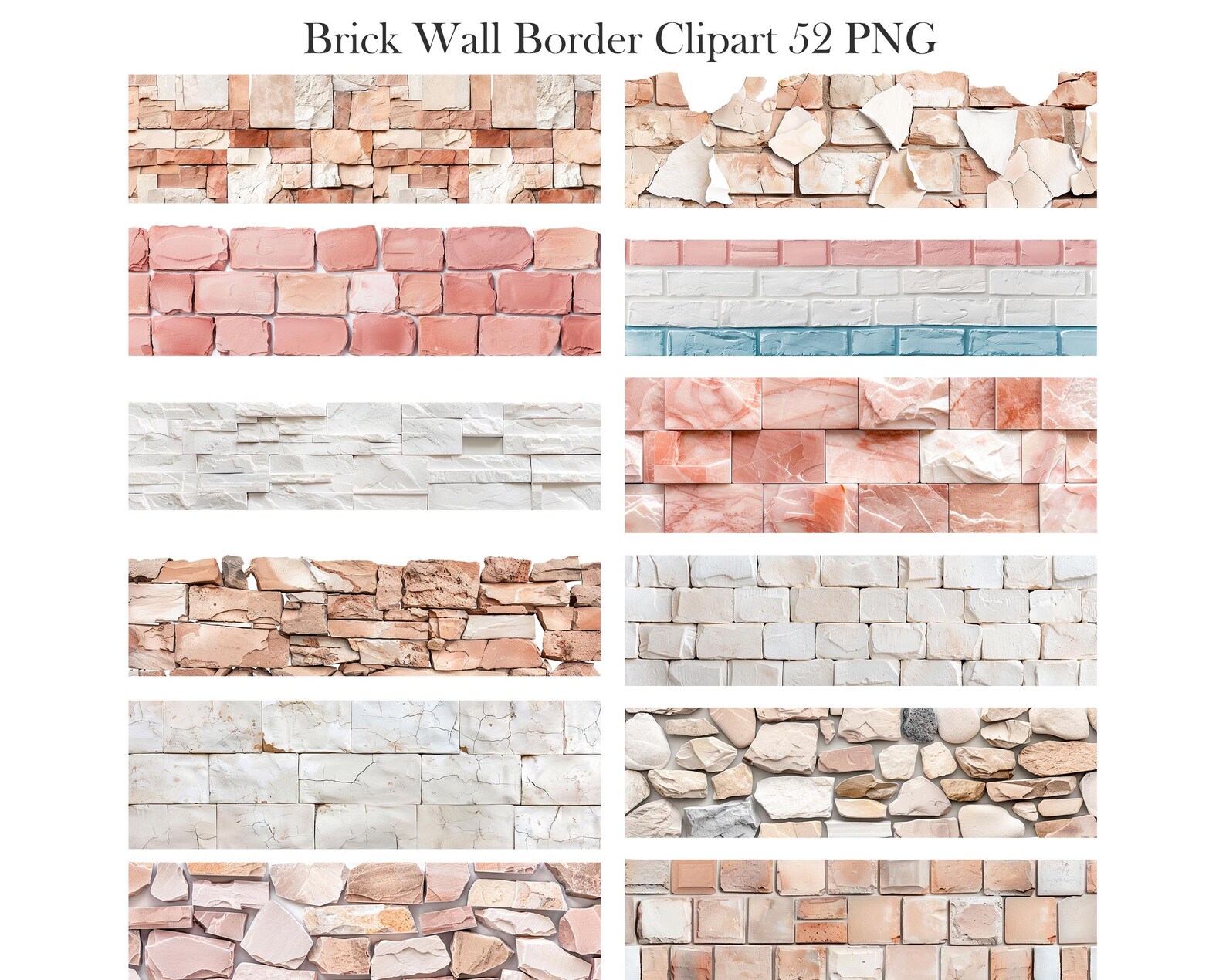 Brick Wall Border Clipart, Borders PNG, Scrapbook, Junk Journal ...