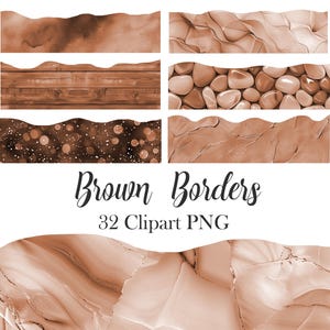 Brown Border Clipart, Brown Texture Borders PNG, Scrapbook, Digital ...