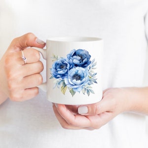 Blue Peony Flower Clipart, Peony PNG, Wedding Bouquet, Blue Flower ...