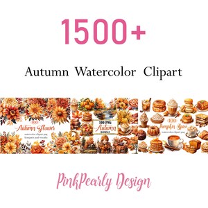 Autumn Clipart Bundle, Watercolor Fall PNG, Autumn Flower, Fall ...