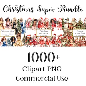Christmas Clipart Bundle, Watercolor Christmas PNG Bundle, Christmas ...