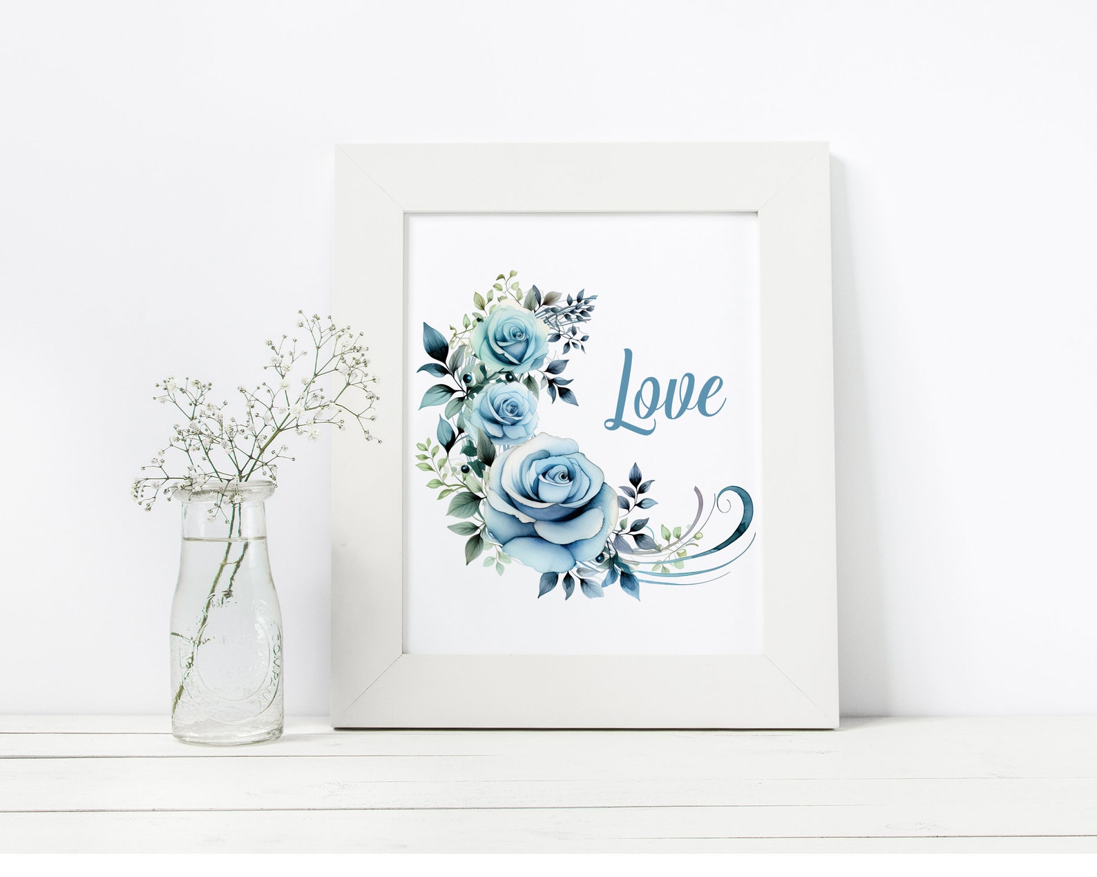Blue Rose PNG, Watercolor Blue Rose Border Clipart, Rose Corner, Blue ...