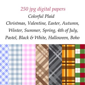 Plaid Digital Paper Pack, Gingham Background Bundle, Scrapbook Papers ...