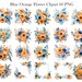 Blue Orange Flower PNG, Watercolor Blue Floral Clipart Bundle, Wedding ...