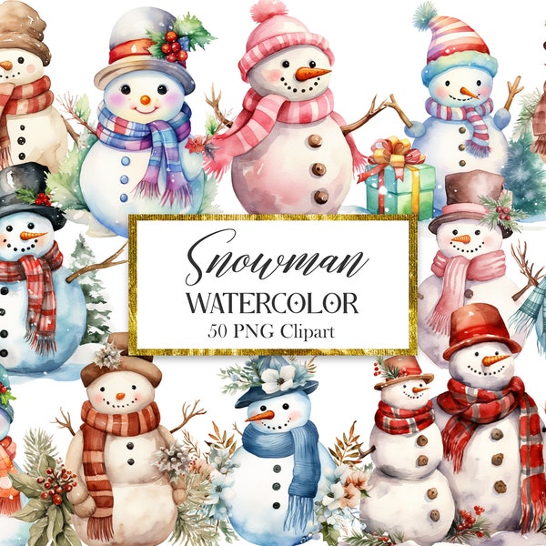 Snowman Watercolor - Etsy